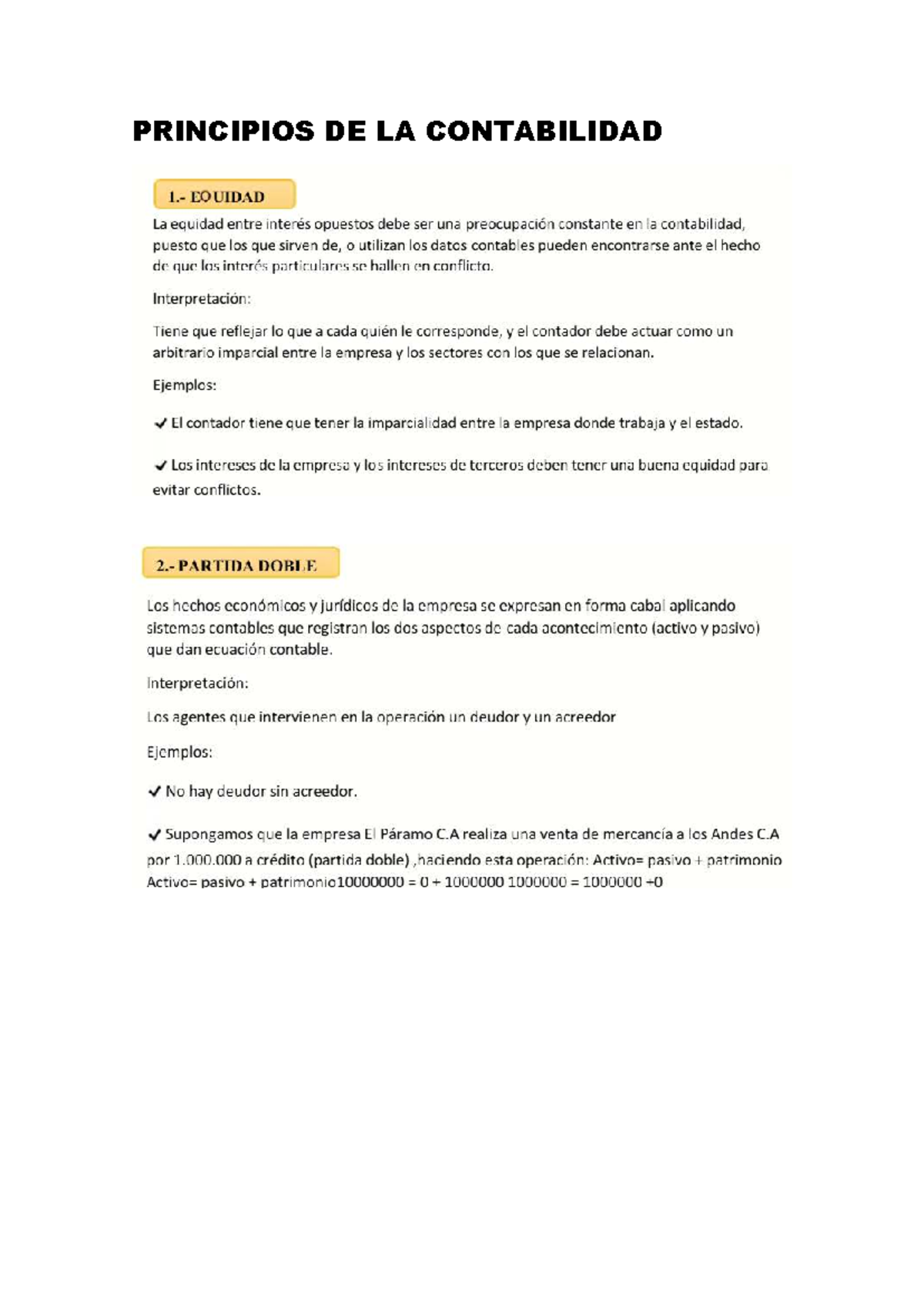 Principios de la Contabilidad: Equidad, Partida Doble y Más - Studocu