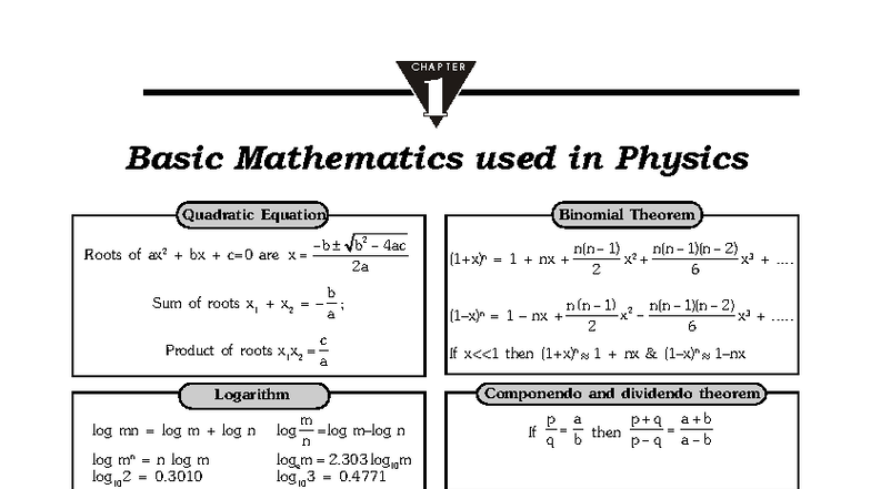 CHAPTER: Basic Mathematics in Physics (MATH101) - Studocu