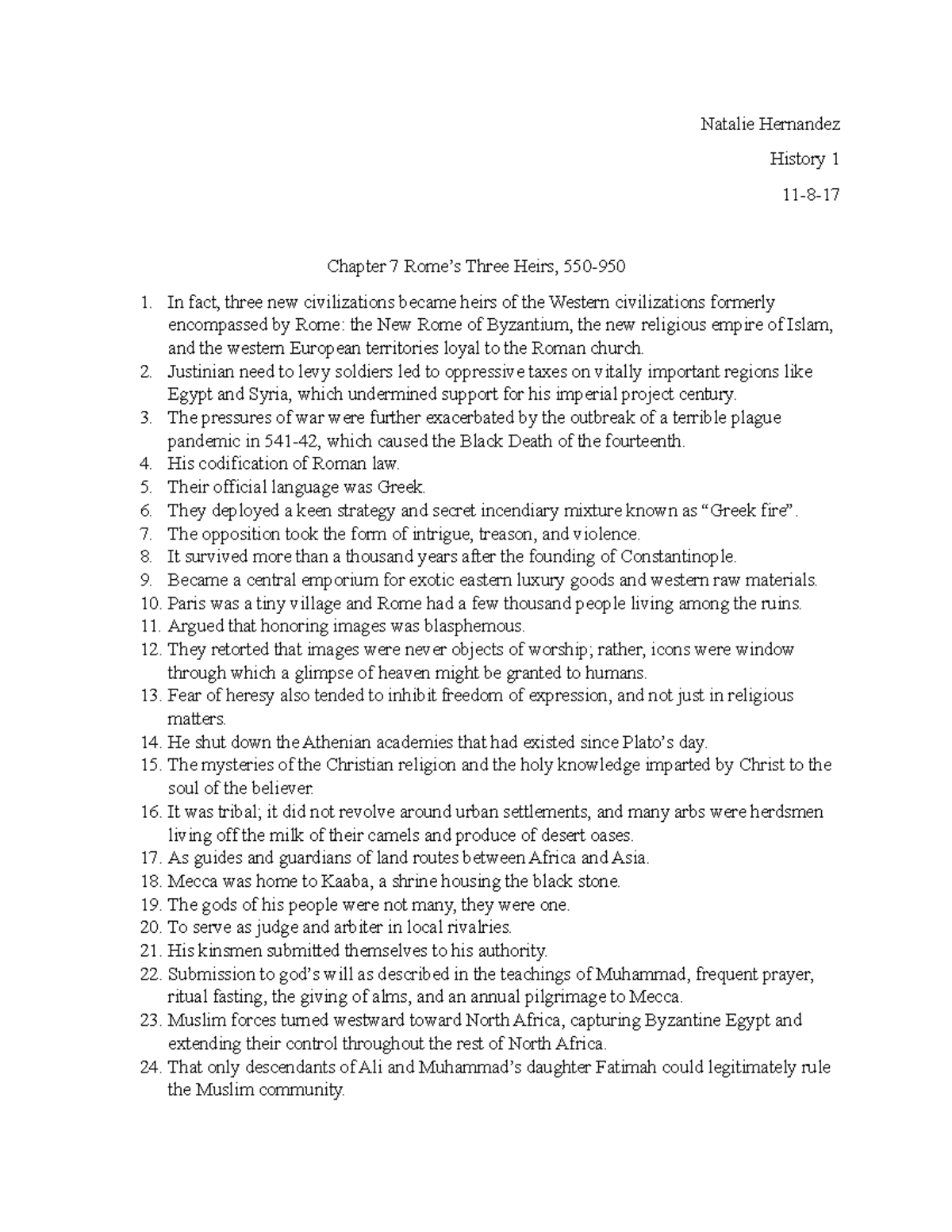 History 1 Chapter 7: The Legacy of Rome (550-950 CE) - Studocu