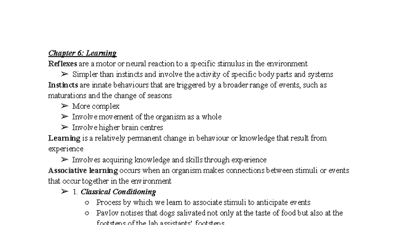 PSY 102: Chapter 6 - Learning and Conditioning Theories - Studocu