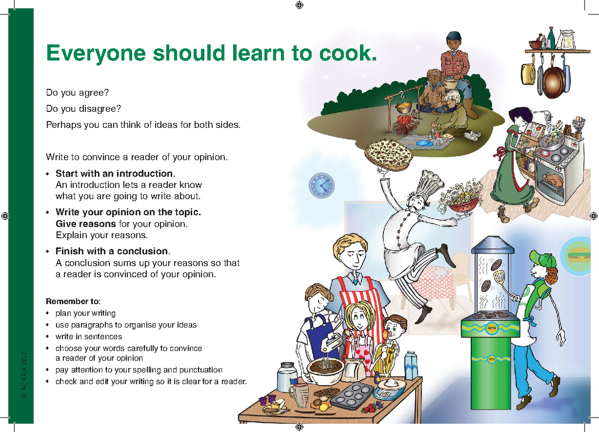 ACARA 2012 Persuasive Essay: Everyone Should Learn to Cook - Studocu