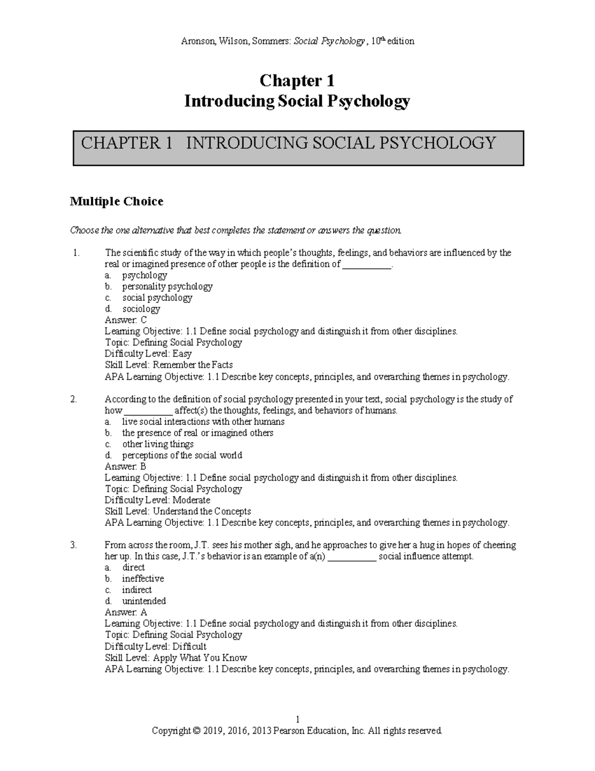 Social Psychology (PSY 101): Chapter 1 - Introduction & Key Concepts ...