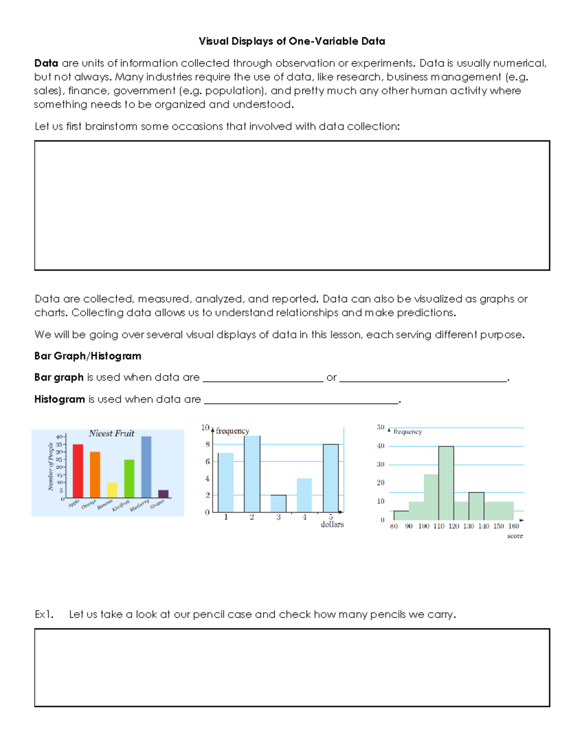 6.2 Visual Displays of One-Variable Data: Graphs & Central Tendency ...