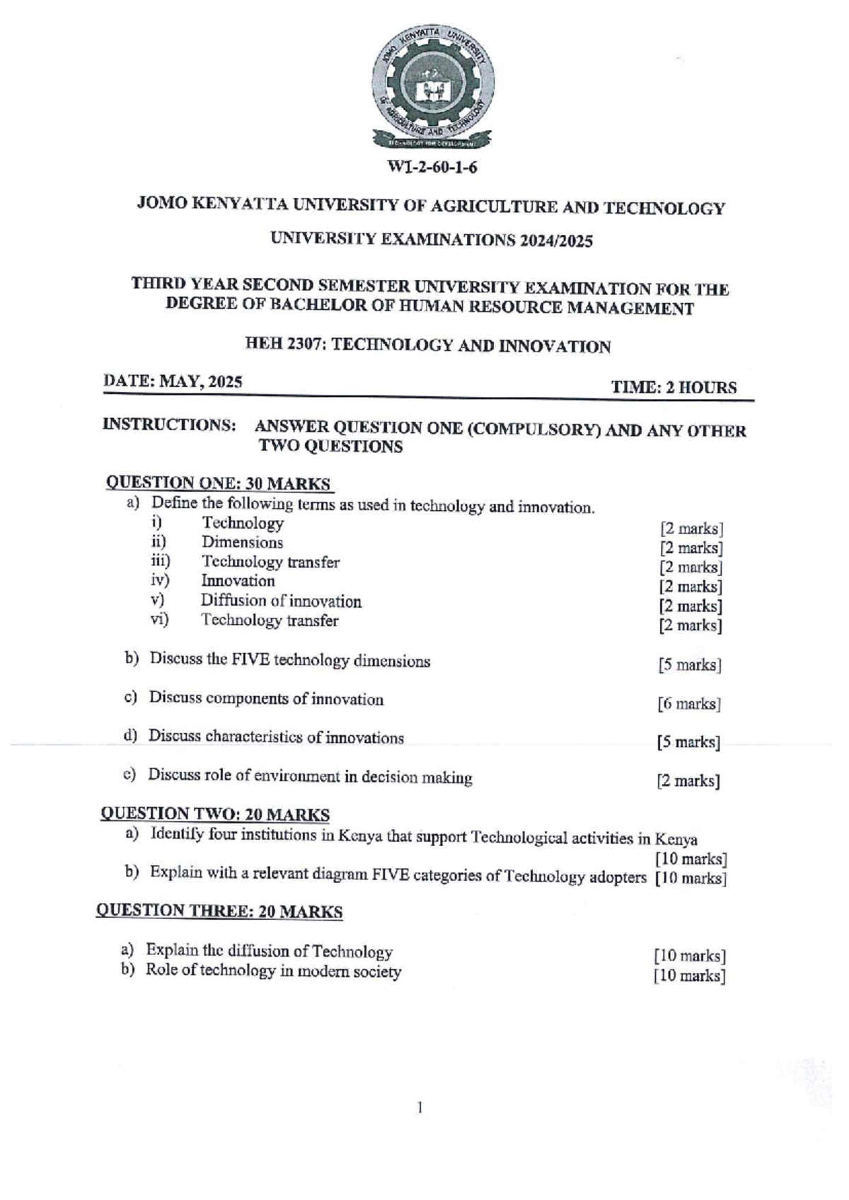 HEH 2307: Technology and Innovation Exam Notes - May 2025 - Studocu