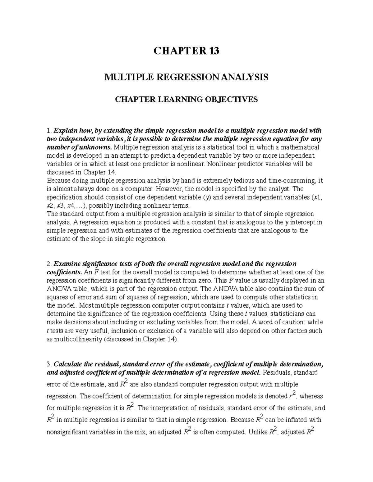 CHAPTER 13 MULTIPLE REGRESSION ANALYSIS PROBLEM SET - Studocu