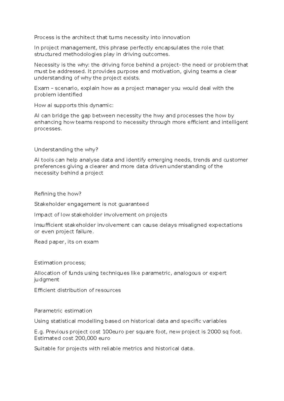 MN4007 Week 4 Lecture Notes: Project Management Processes & Budgeting ...