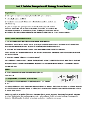 AP Biology Unit 3: Photosynthesis & Cellular Respiration Review Guide ...
