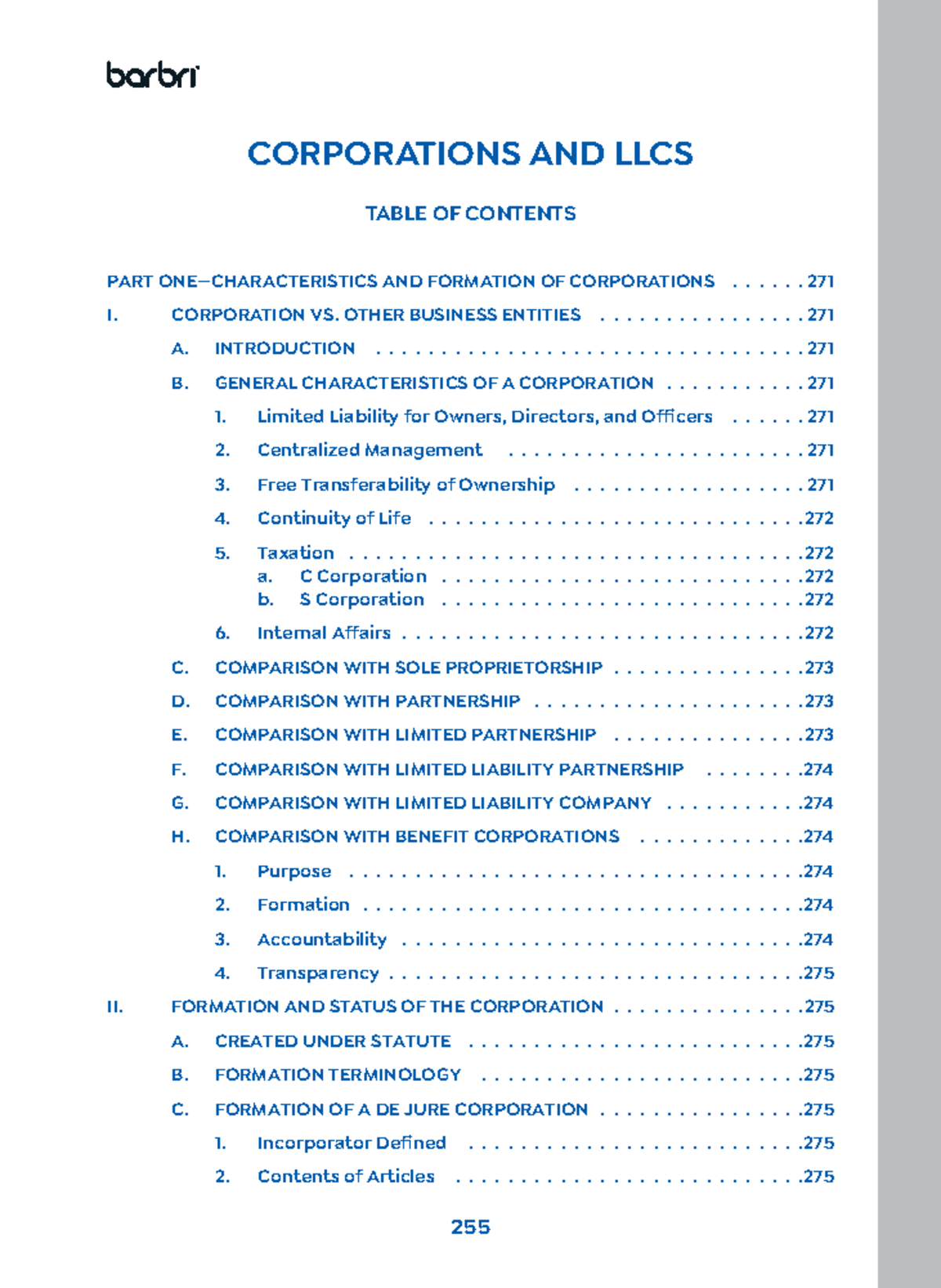 CORPORATIONS AND LLCS: TABLE OF CONTENTS OVERVIEW - Studocu