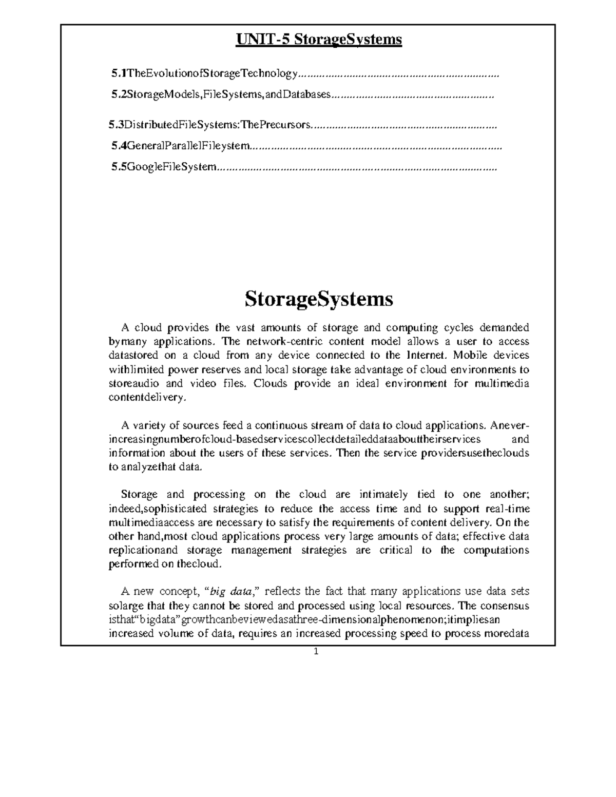 Jntuk 4-1 CSE R20 CC U-V - UNIT- 5 StorageSystems 5 - Studocu