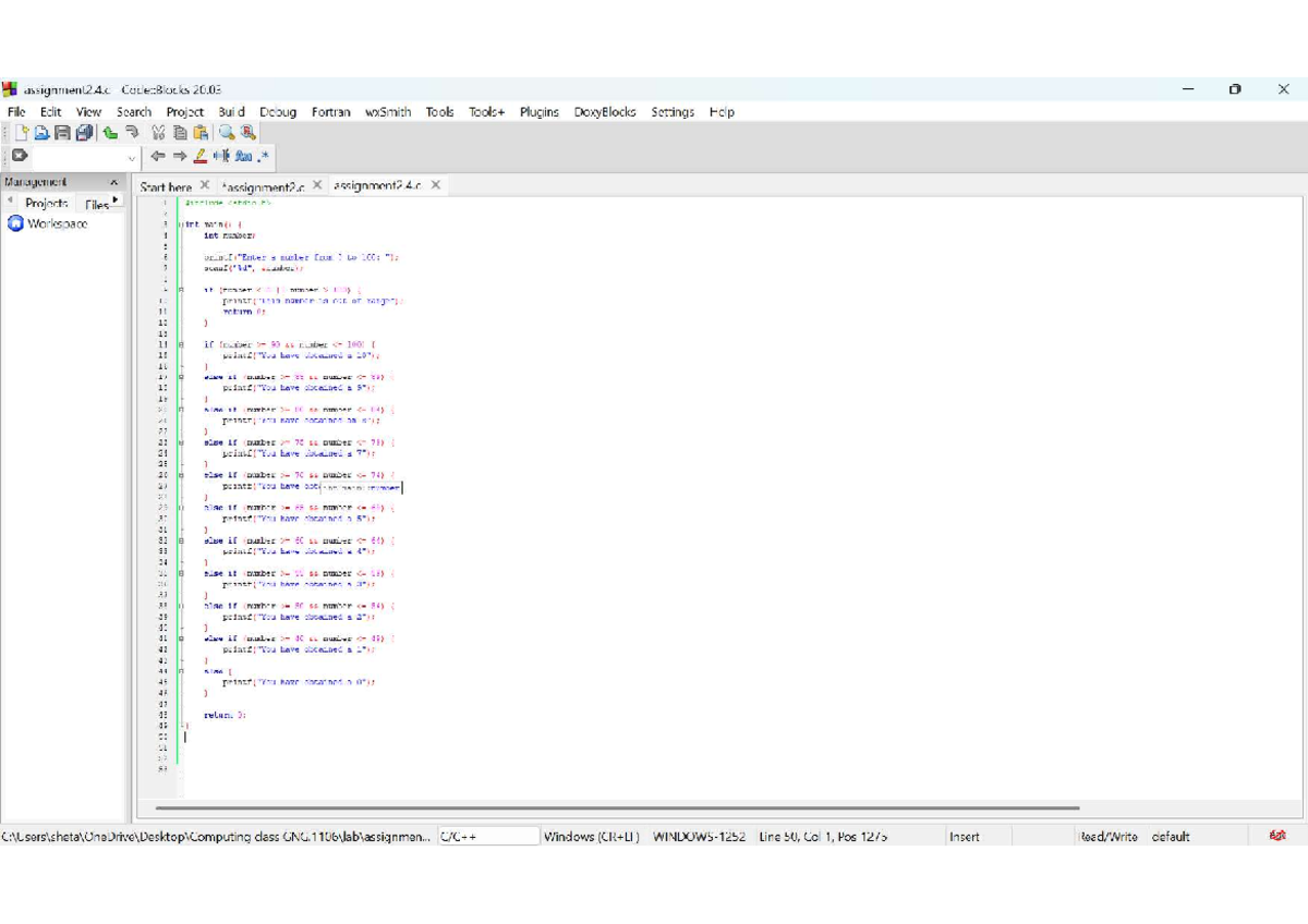 GNG 1106 Code::Blocks Assignment 2: Fortran Number Evaluation - Studocu