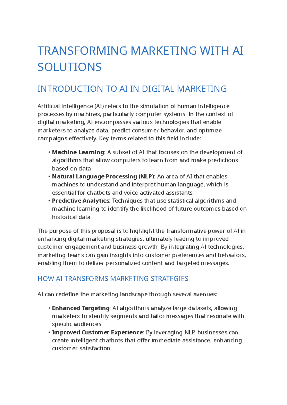 AI-Driven Solutions for Transforming Digital Marketing Strategies - Studocu