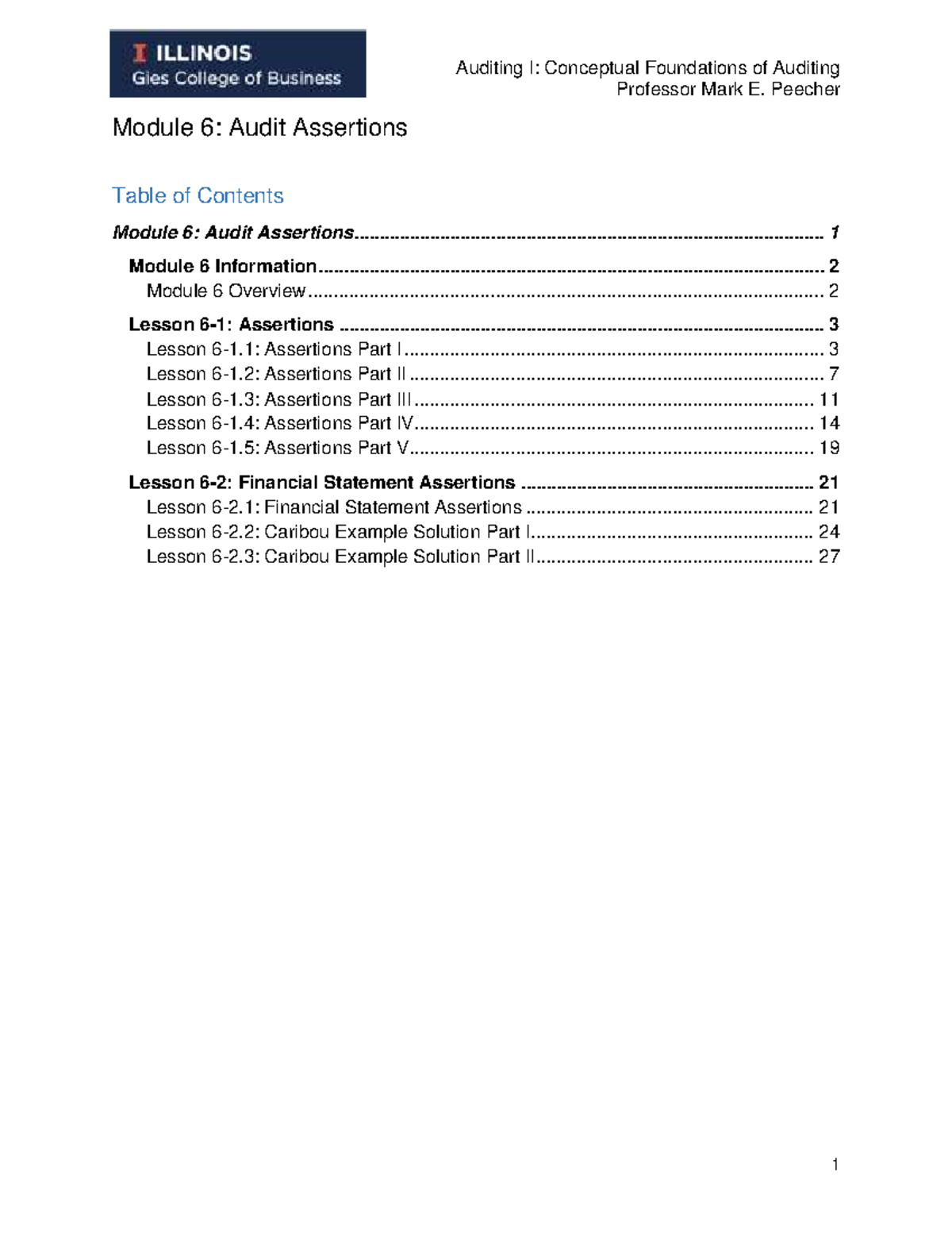 ACC142: Module 6 - Understanding Audit Assertions in Auditing I - Studocu