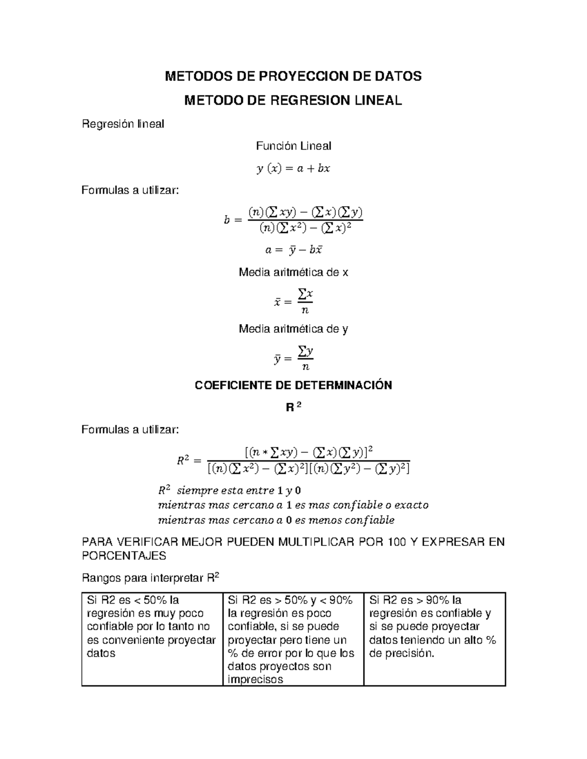 Métodos de Proyección de Datos: Regresión Lineal - Examen - Studocu