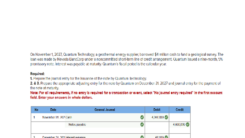 Acc 610 Module 8 Quiz 1: Journal Entries for Quantum Technology Loan ...