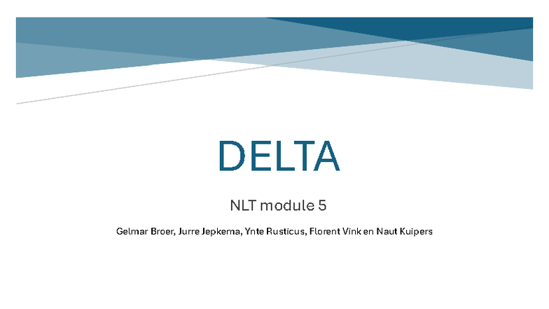 NLT Module 5: Uitwerkingen en Ontwikkelingsplan Delta Werken - Studeersnel