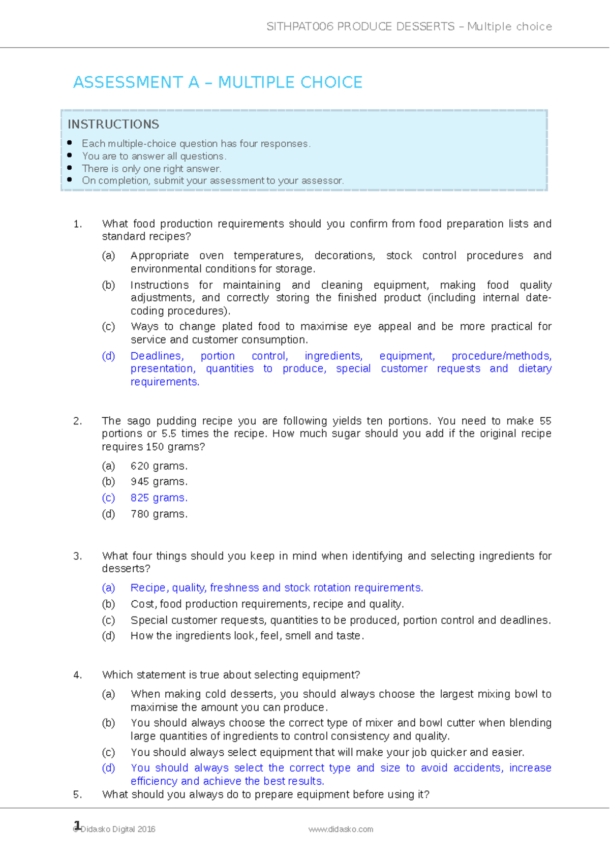 SITHPAT 006 Short Answer Assessment Responses and Guidelines - Studocu