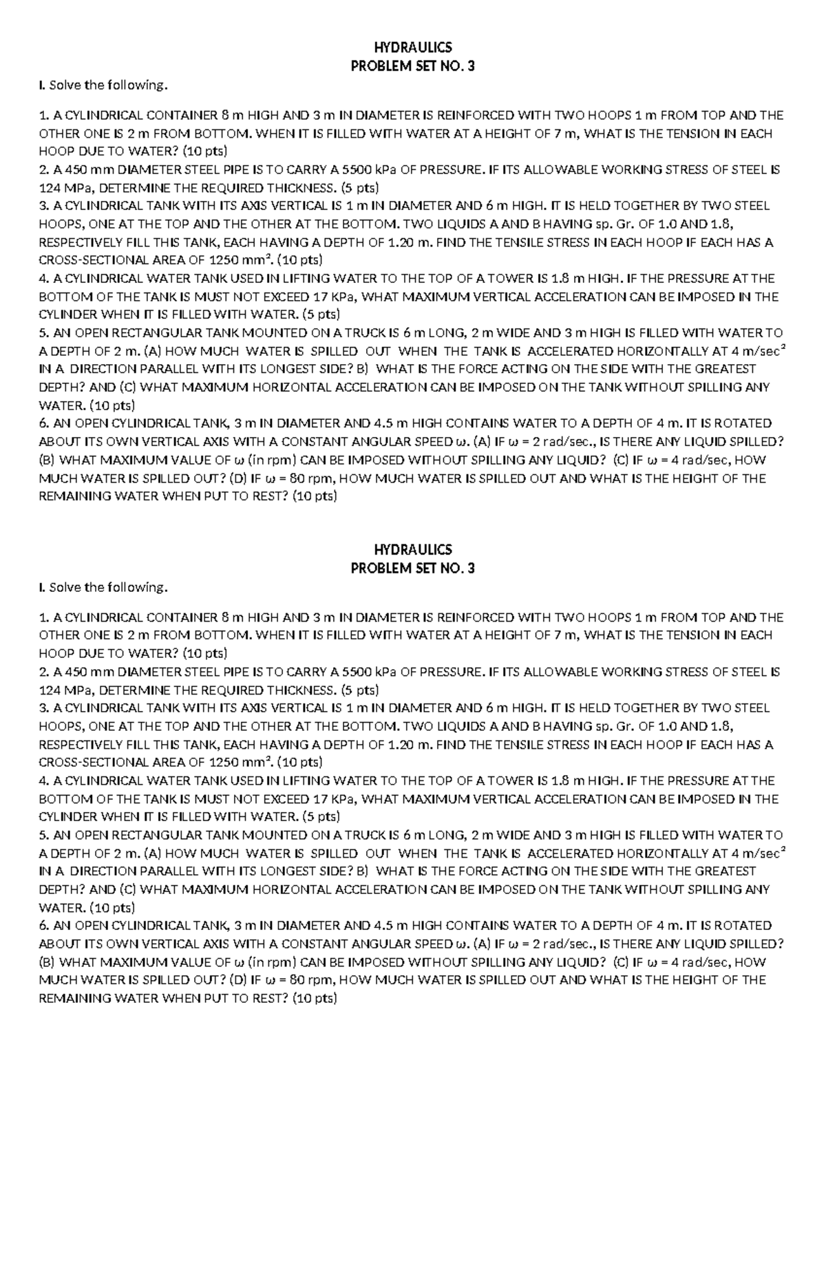 CE-325-PS3 - Hydraulics Problem Set No. 3 Solutions - Studocu