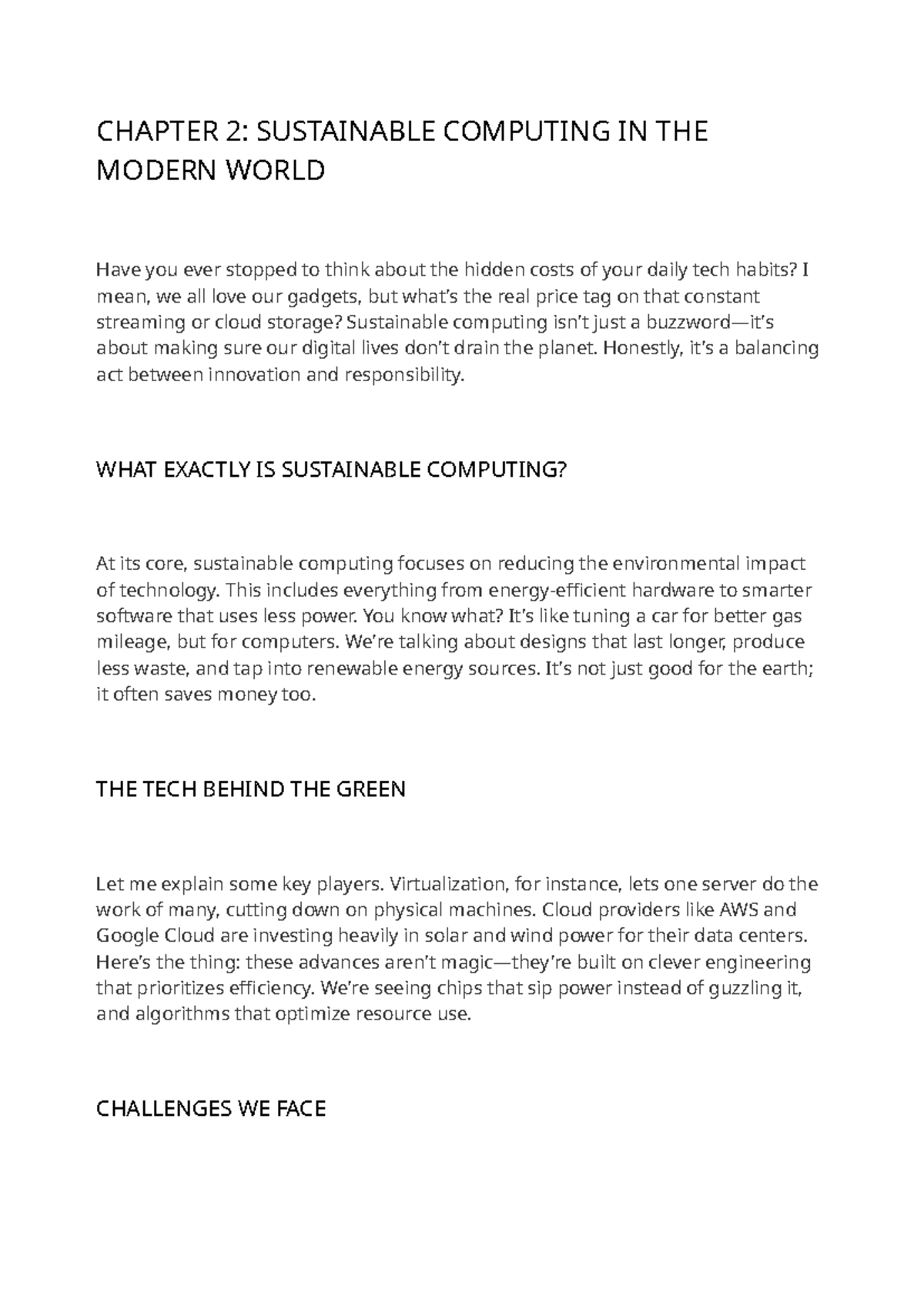 CHAPTER 2: SUSTAINABLE COMPUTING & TECH IMPACT ON ENVIRONMENT - Studocu