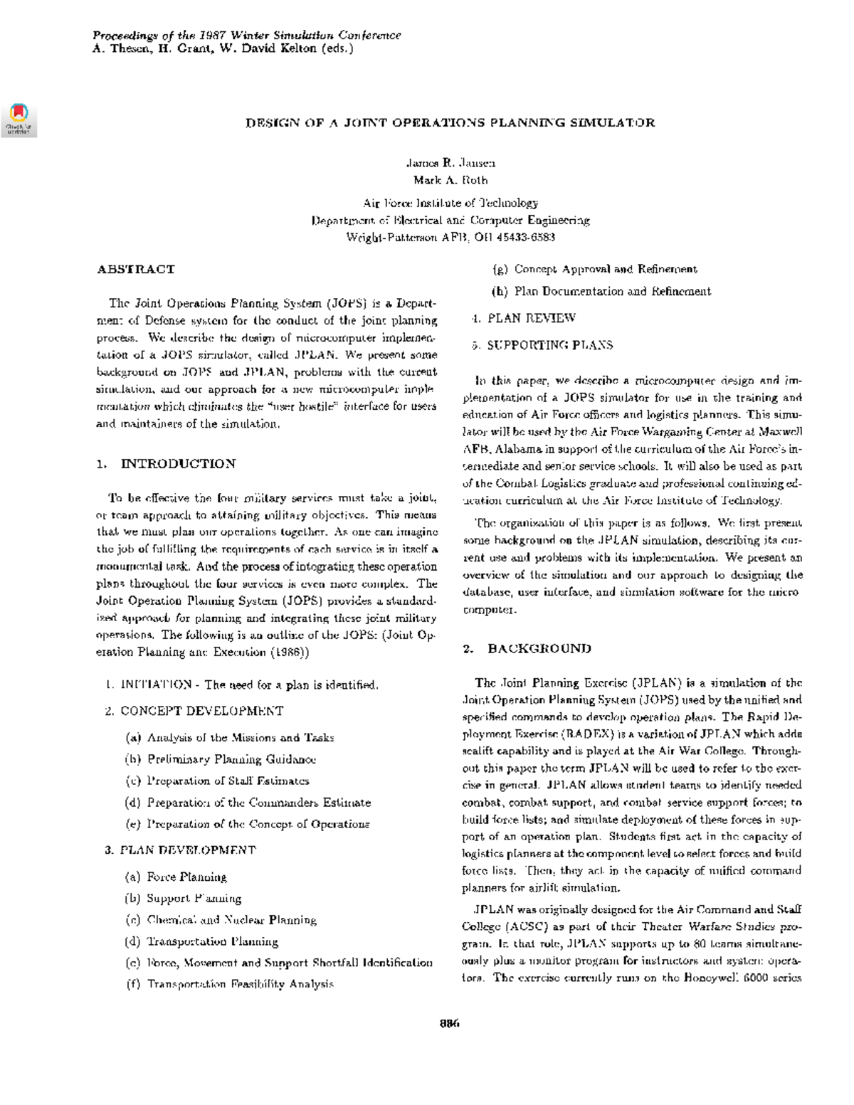 Design of a Joint Operations Planning Simulator (JOPS) - Studocu