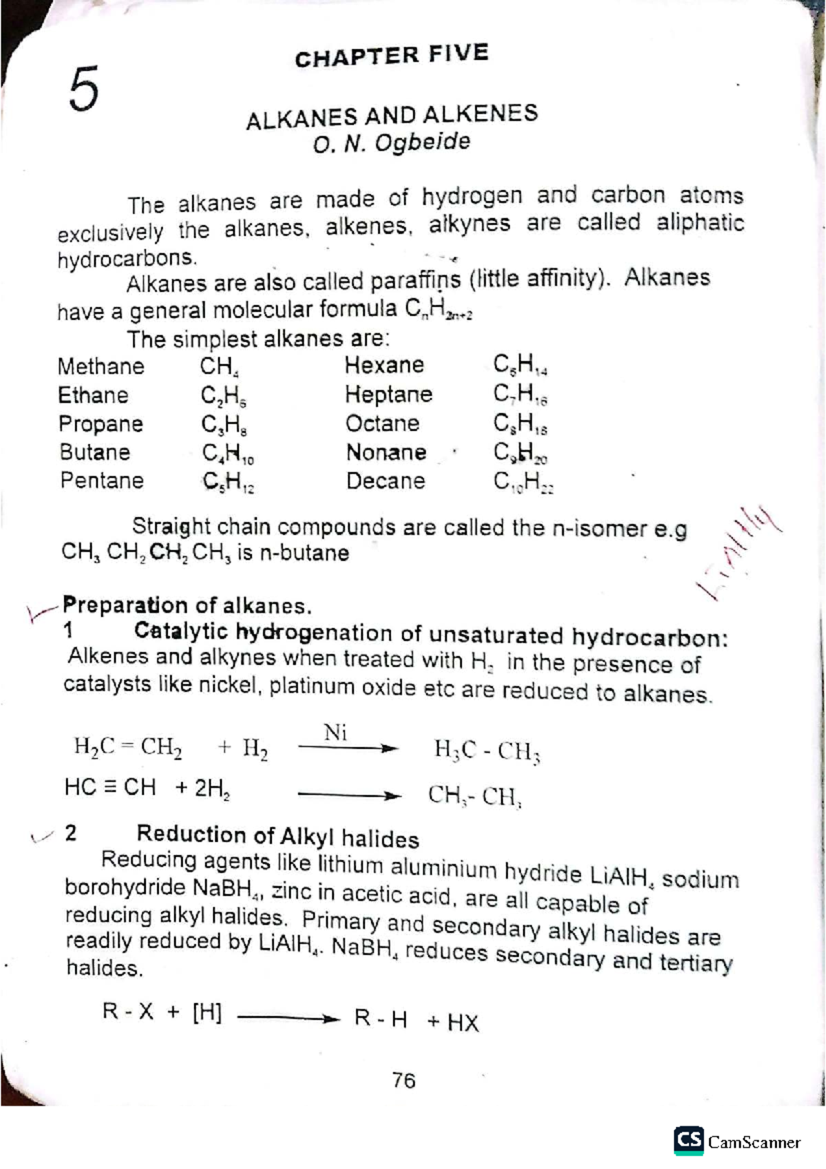 CHAPTER 5: CHEMISTRY OF ALKANES, ALKENES, AND ALKYNES - Studocu