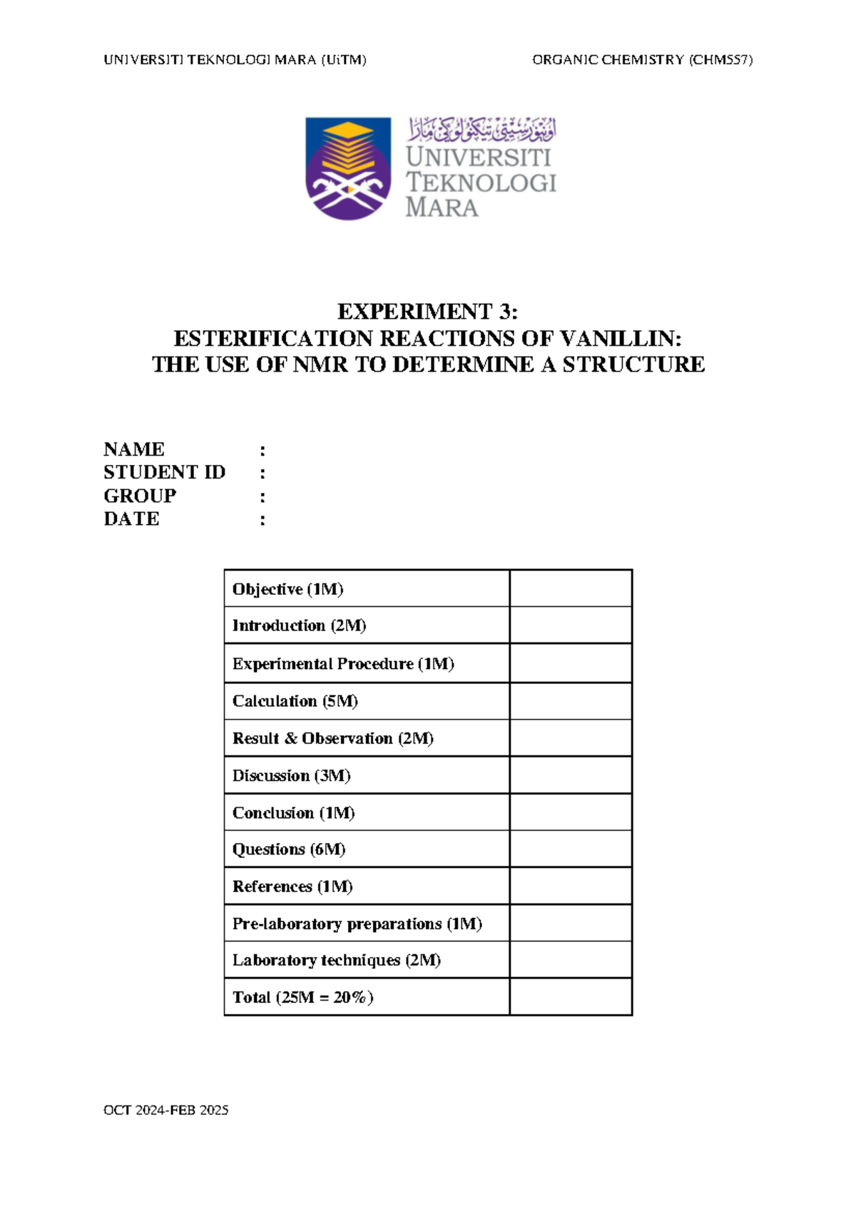CHM557 Experiment 3 Basic Condition - EXPERIMENT 3 : ESTERIFICATION REACTIONS OF VANILLIN: THE ...