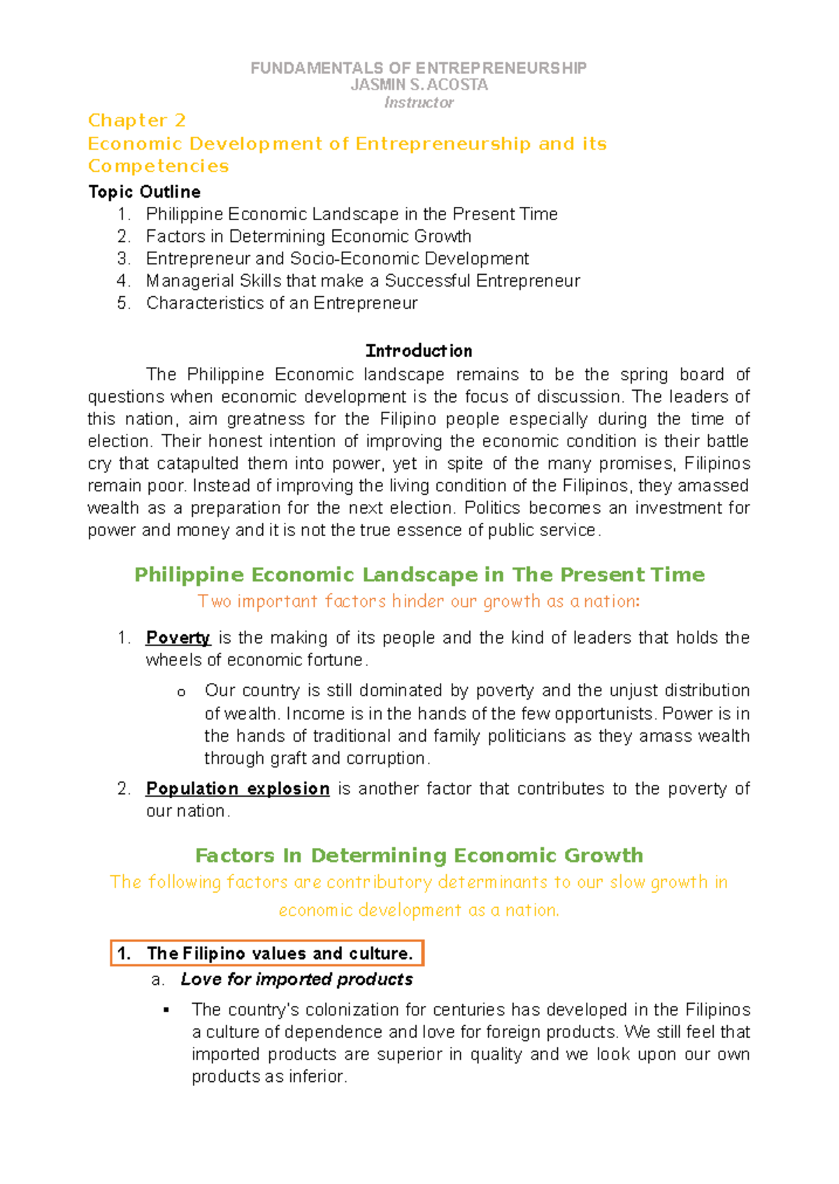 Entrepreneurship Fundamentals: Chapter 2 - Economic Development ...
