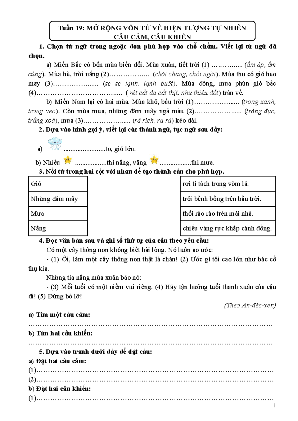 19: MỞ RỘNG VỐN TỪ VỀ HIỆN TƯỢNG TỰ CẢM - BÀI TẬP CÂU CẮT DA CẮT THỊT ...