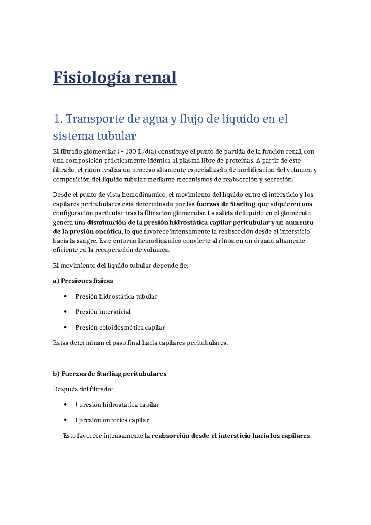 Fisiología Renal 1: Transporte de Agua y Flujo en el Sistema Tubular ...