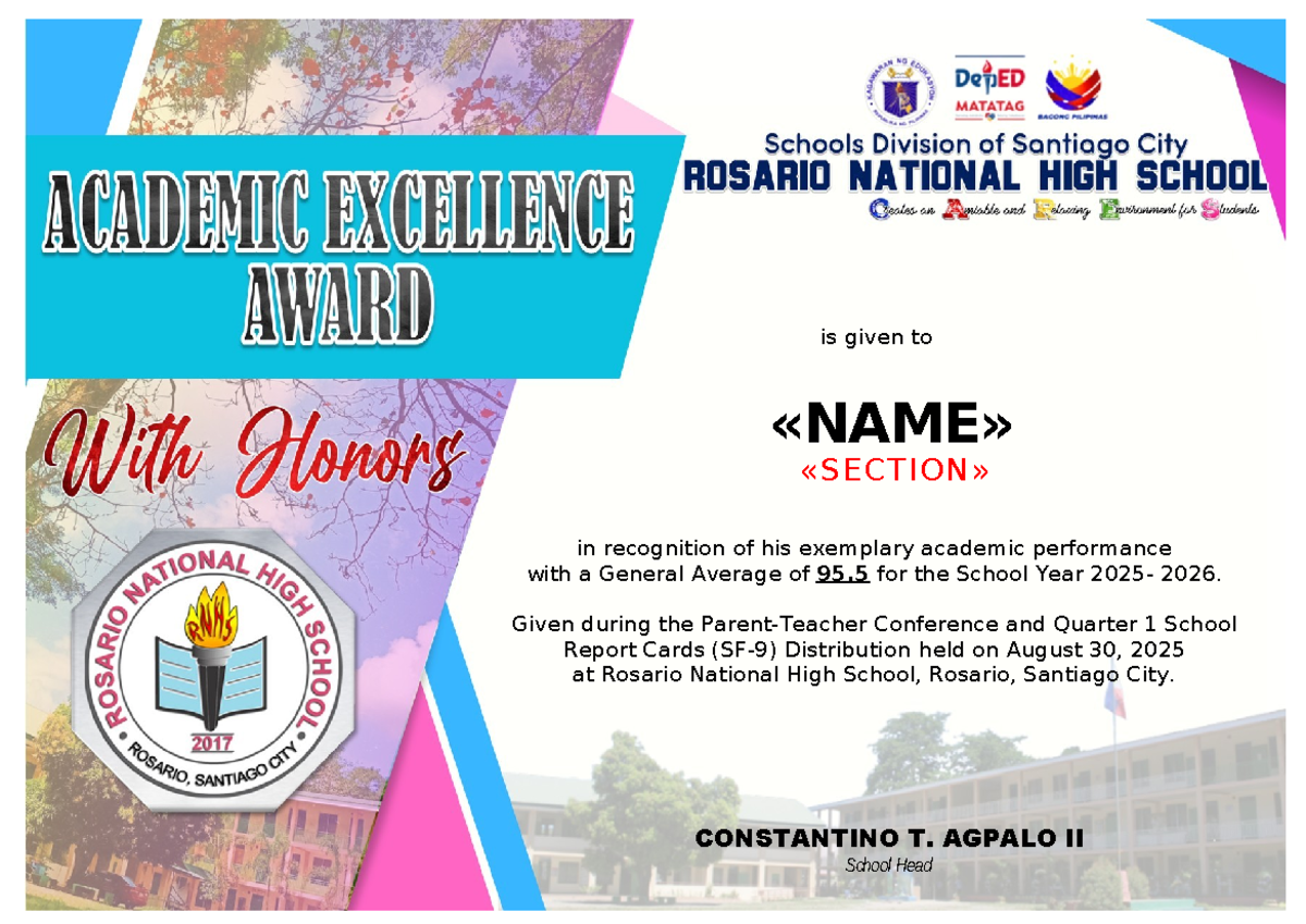 Academic Excellence-With Honors-Template - secondary high school - is ...