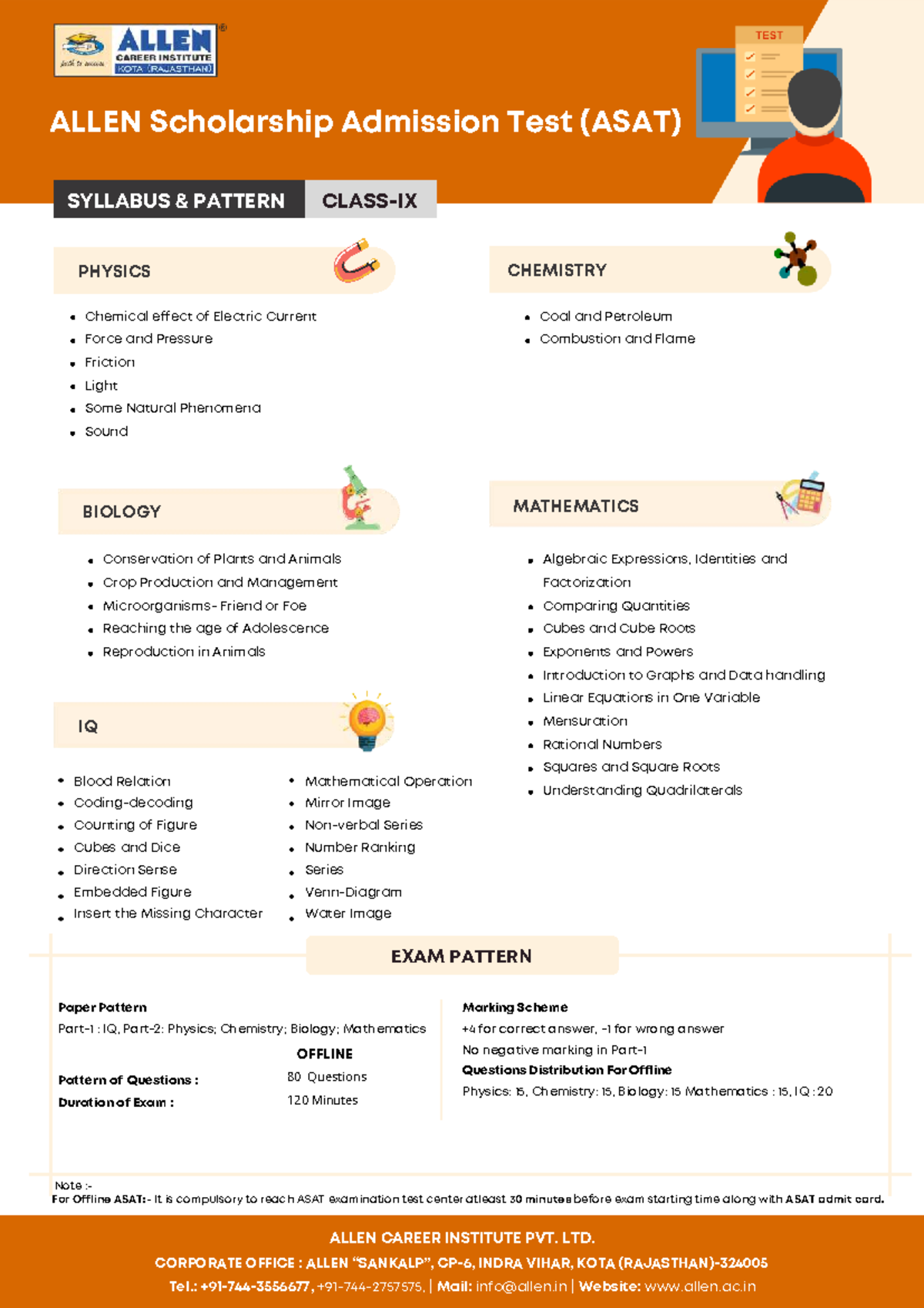 ASAT Syllabus Pattern for Chemistry, Physics, Math & Biology - Studocu