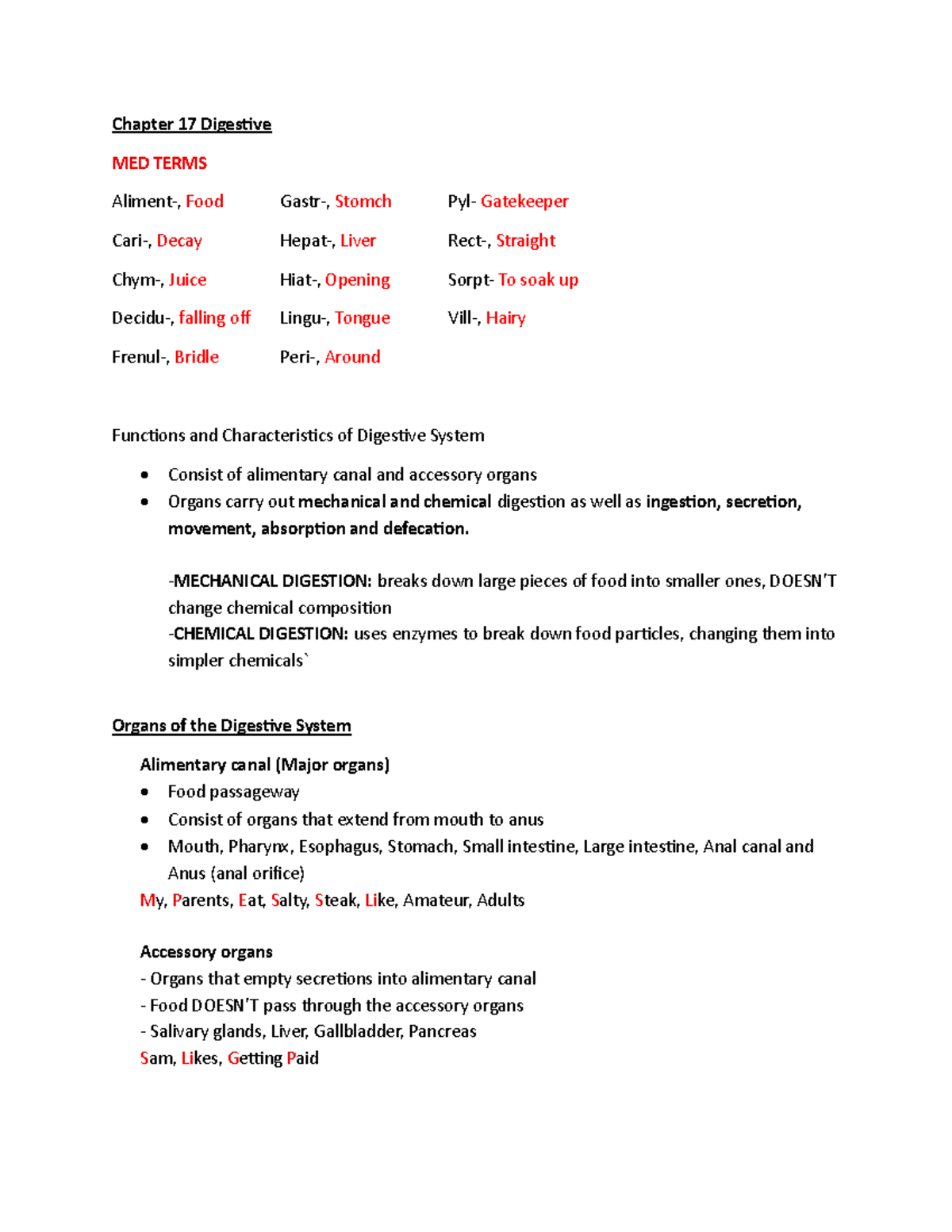 Study Guide for Chapters 17-20: Digestive, Nutrition, and Respiratory ...