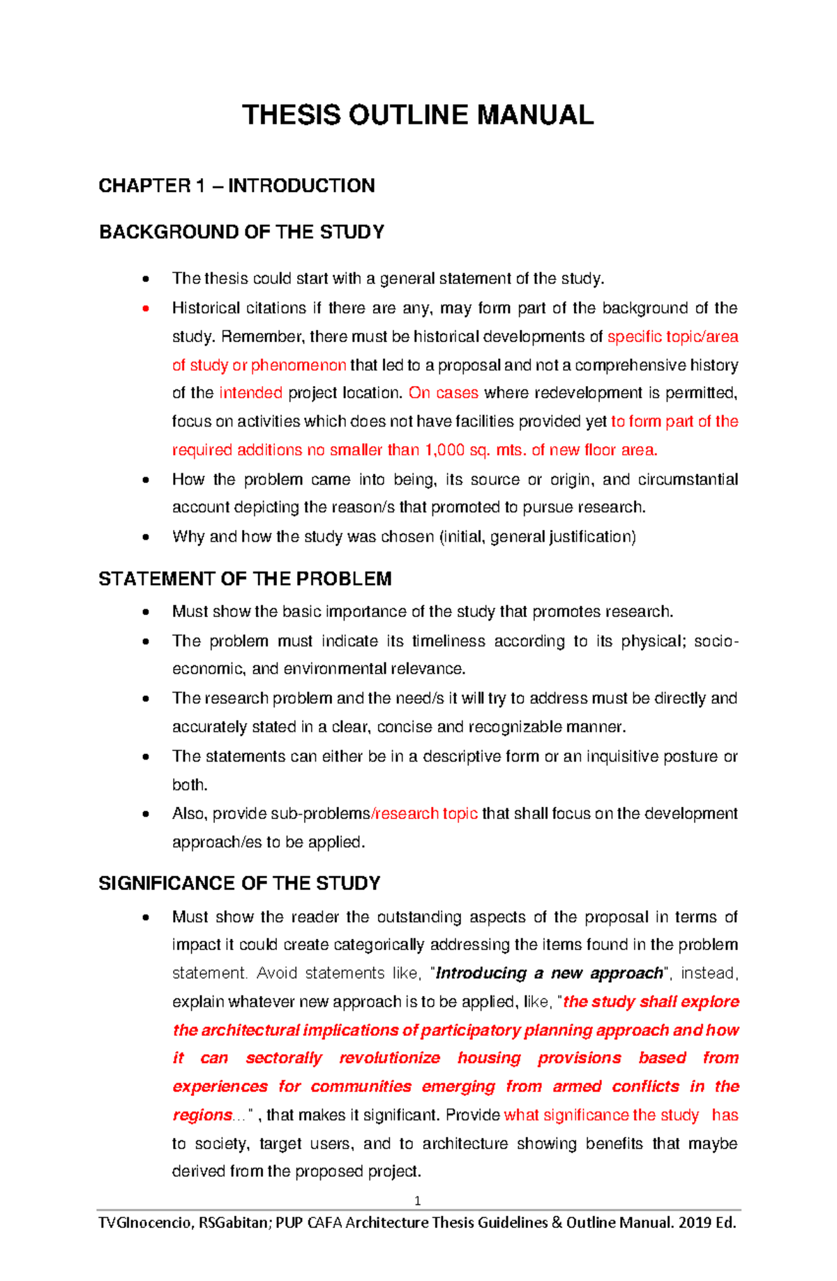 PUP CAFA Architecture Thesis Outline: Chapter 1 - Introduction ...