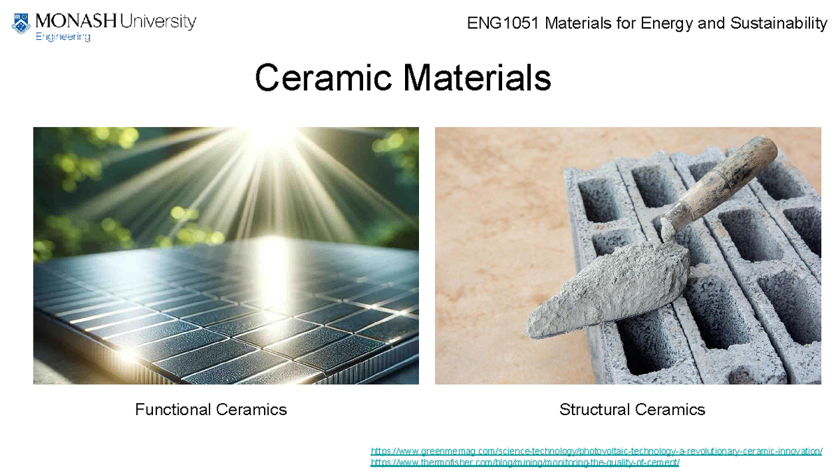 ENG1051 Week 4 Lecture: Understanding Ceramic Materials and Their ...