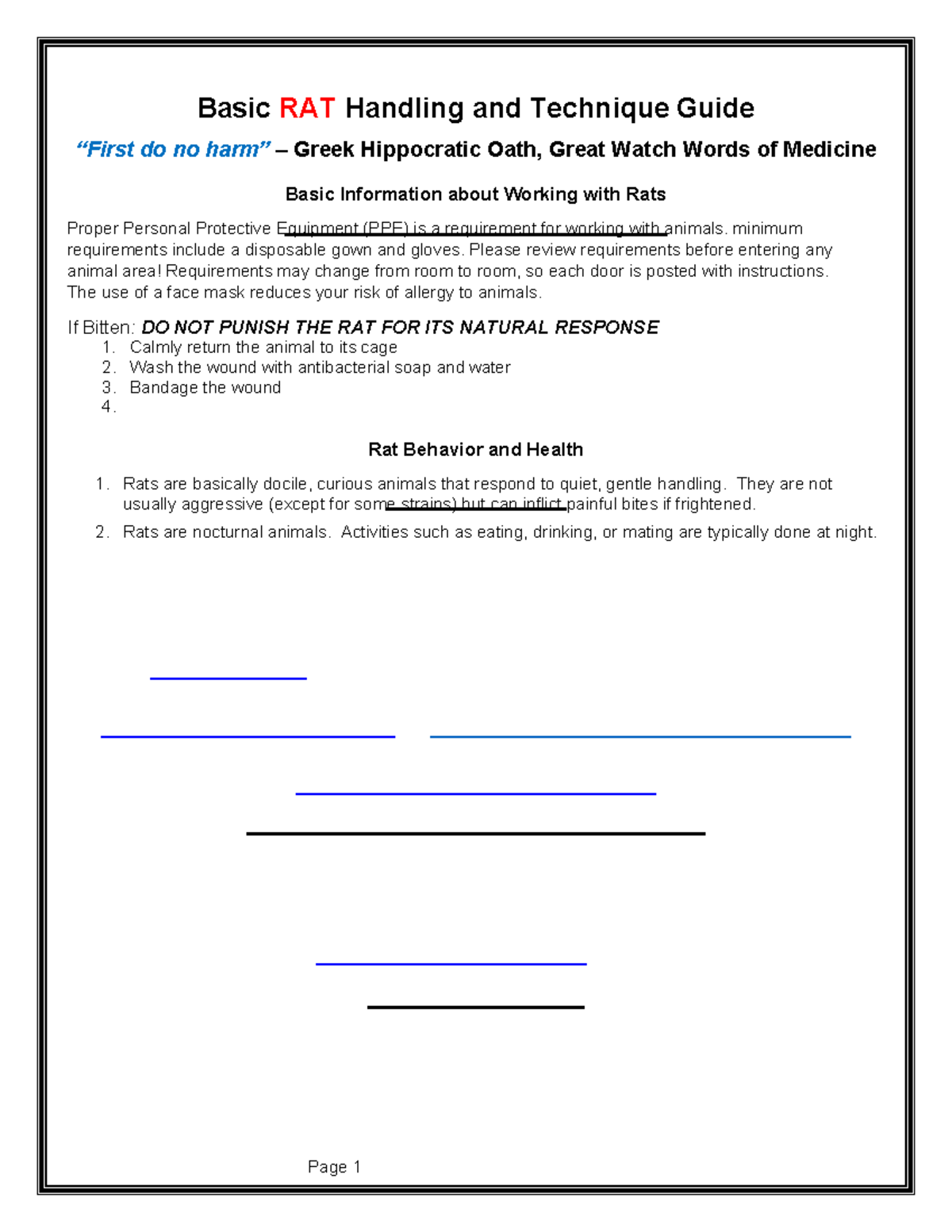 Basic Rat Handling Techniques: A Guide for Safe Practices (RAT-102 ...