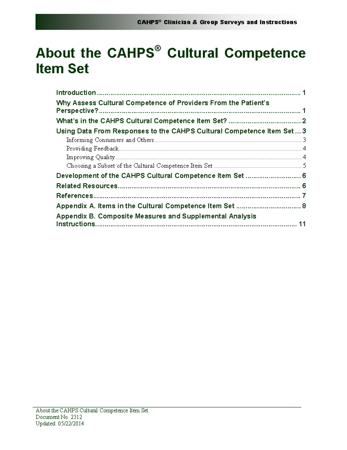 CAHPS Cultural Competence: An Overview of the Item Set and Guidelines ...