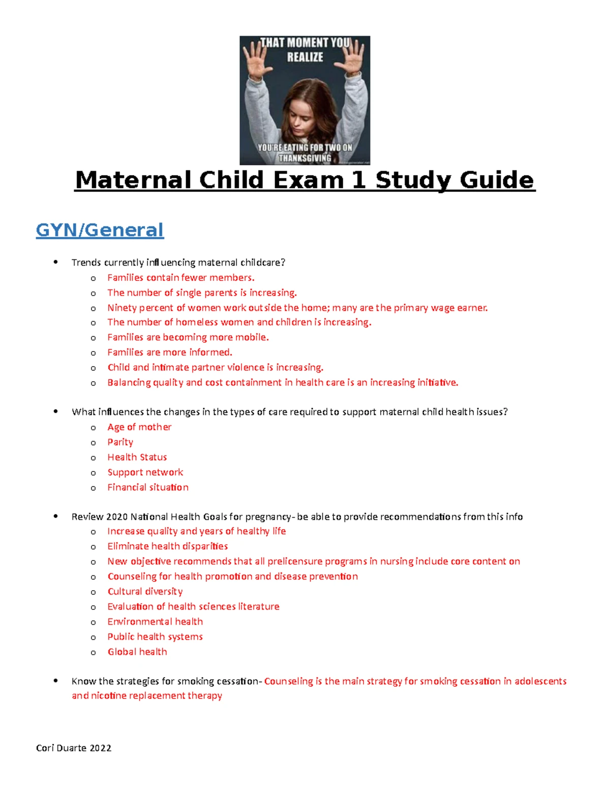 Maternal Exam 1 - The nurse should provide which information about this ...