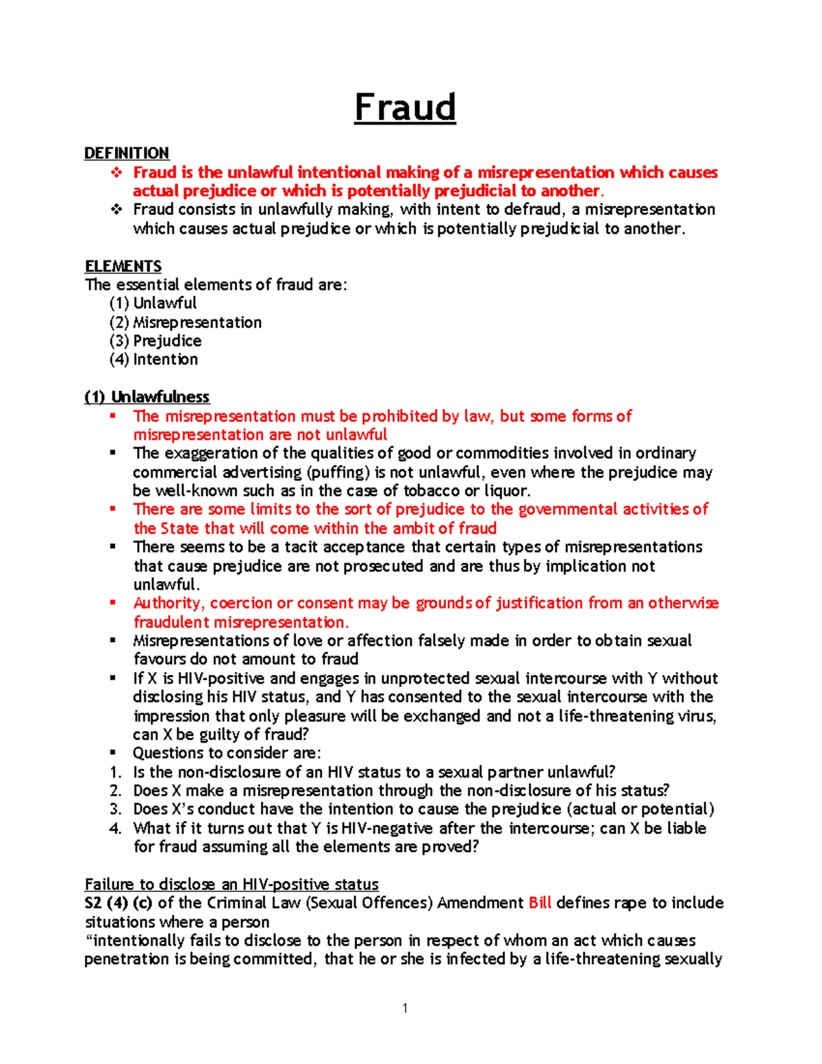 21CR - Fraud - Comprehensive Overview of Criminal Law Elements - Studocu