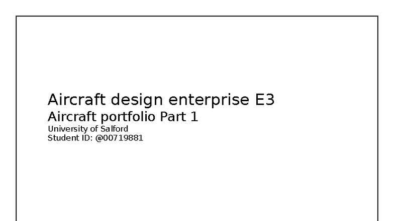 E3 - Aircraft Design Portfolio: Commercial Jet Development Part 1 - Studocu
