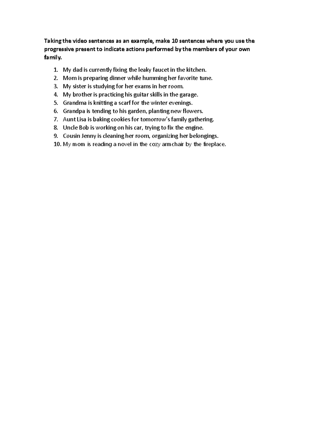 Unit 1. Activity 3: Present Progressive Sentences Examples - Studocu