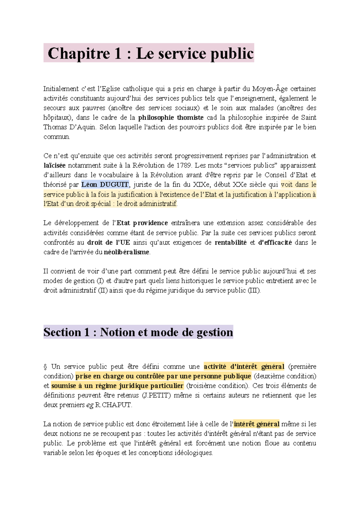 DA Chapitre 1 : Notion et Gestion du Service Public - Studocu