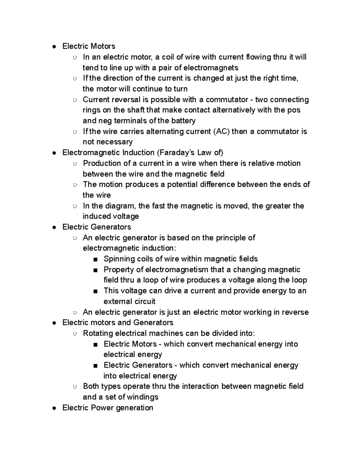 Electric Motors & Generators Overview (EMG 3/10/21 - 3/15/21) - Studocu