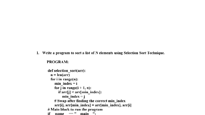 DAA Manual: Sorting Algorithms and Problem Solving Techniques - Studocu