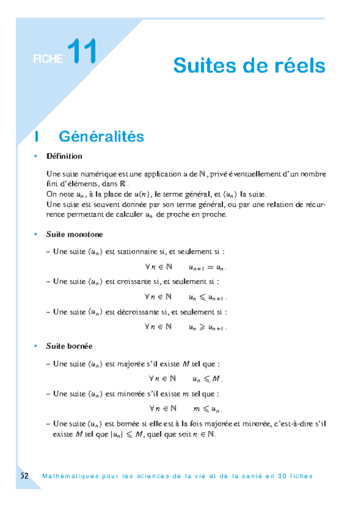 Résumé d'Analyse 1 : Suites de Réels et Applications (Maths 30) - Studocu
