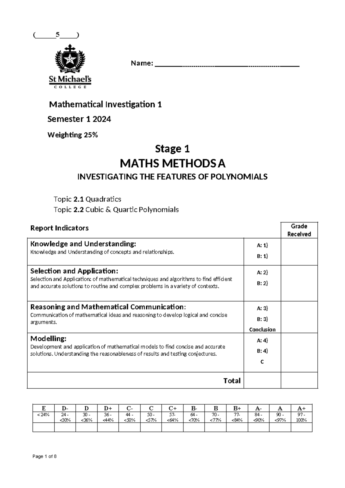 MATHS METHODS A DI - Investigating Polynomial Features (Trig Functions ...