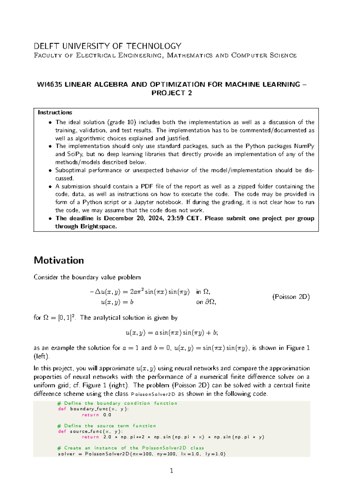 WI4635 Project 2: Linear Algebra & Optimization for ML - Studeersnel