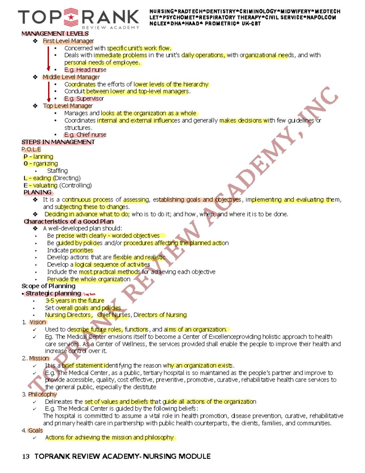 PROFESSIONAL ADJUSTMENT & MANAGEMENT IN NURSING MODULE 5 - Studocu