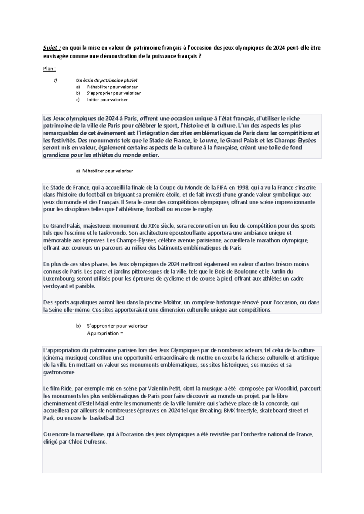 Préparation Go HGGSP : Valorisation du Patrimoine Français aux JO 2024 ...