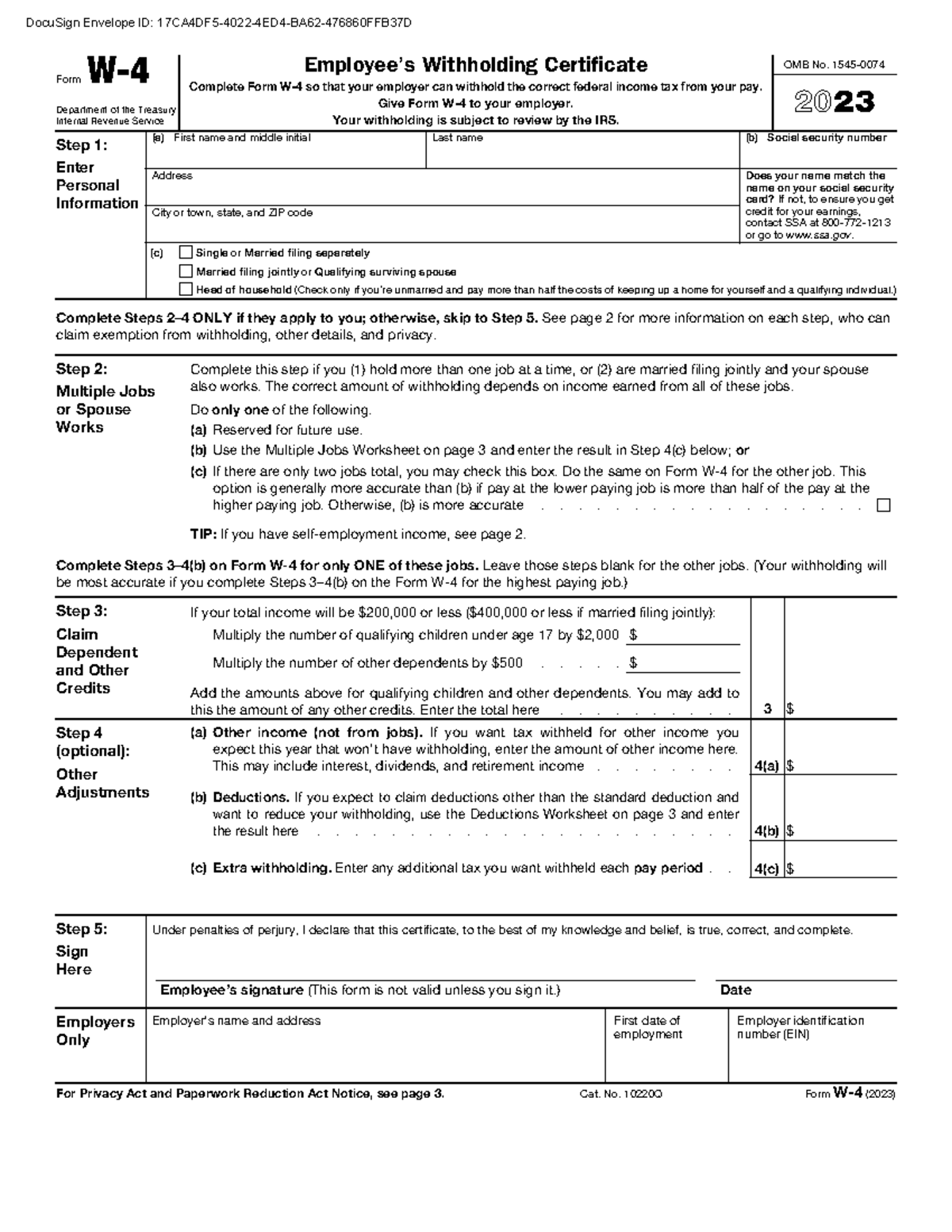 Form W-4 (2023) Instructions for Withholding Certificate - Studocu