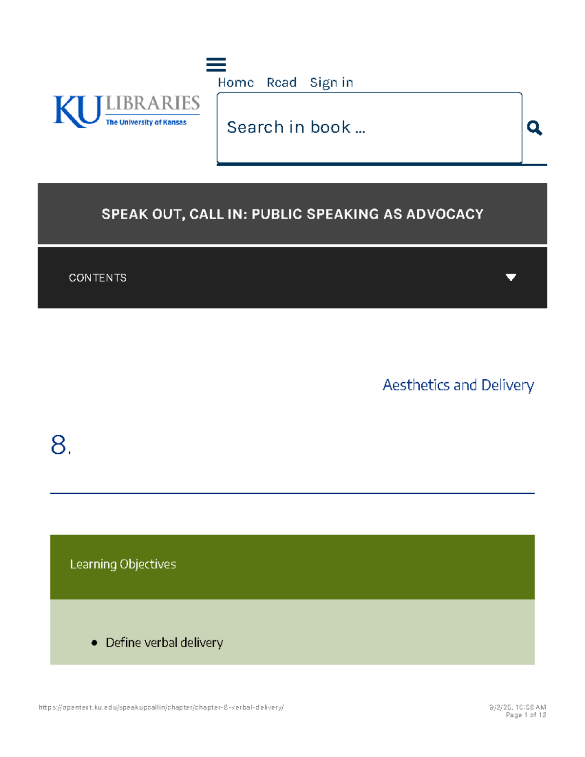 Verbal Delivery Techniques in Public Speaking Advocacy (Course Code ...