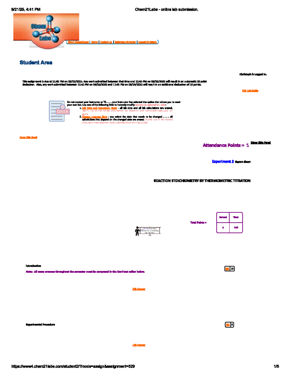 Chem21Labs Lab 2 Submission: Reaction Stoichiometry Analysis - Studocu